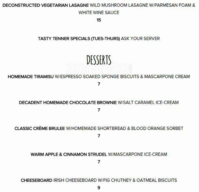Menu at Village Cafe, Dublin, 170 Lower Rathmines Road