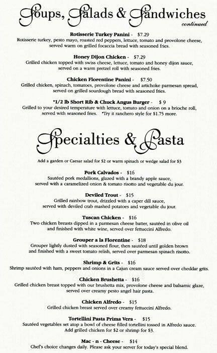 Menu at Union Street Bistro cafe, Concord, 48 Union St S