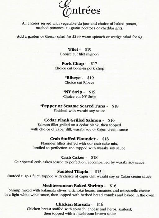 Menu at Union Street Bistro cafe, Concord, 48 Union St S