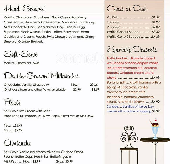 Menu at The Rock Cafe, Paris