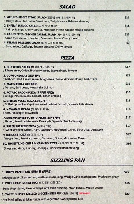Menu at Cafe 928, Southport