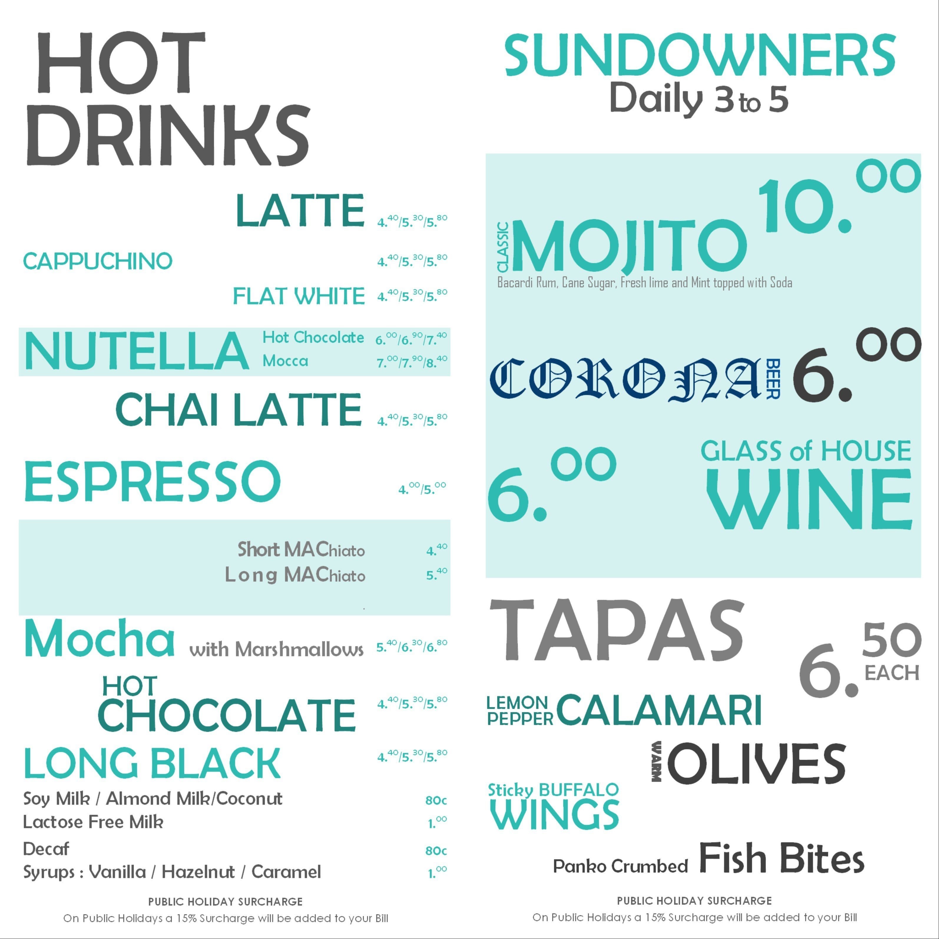 Menu at Beach Cafe, Labrador