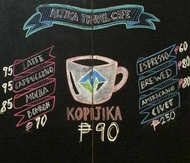 Menu at Aijika Travel Cafe, Quezon City