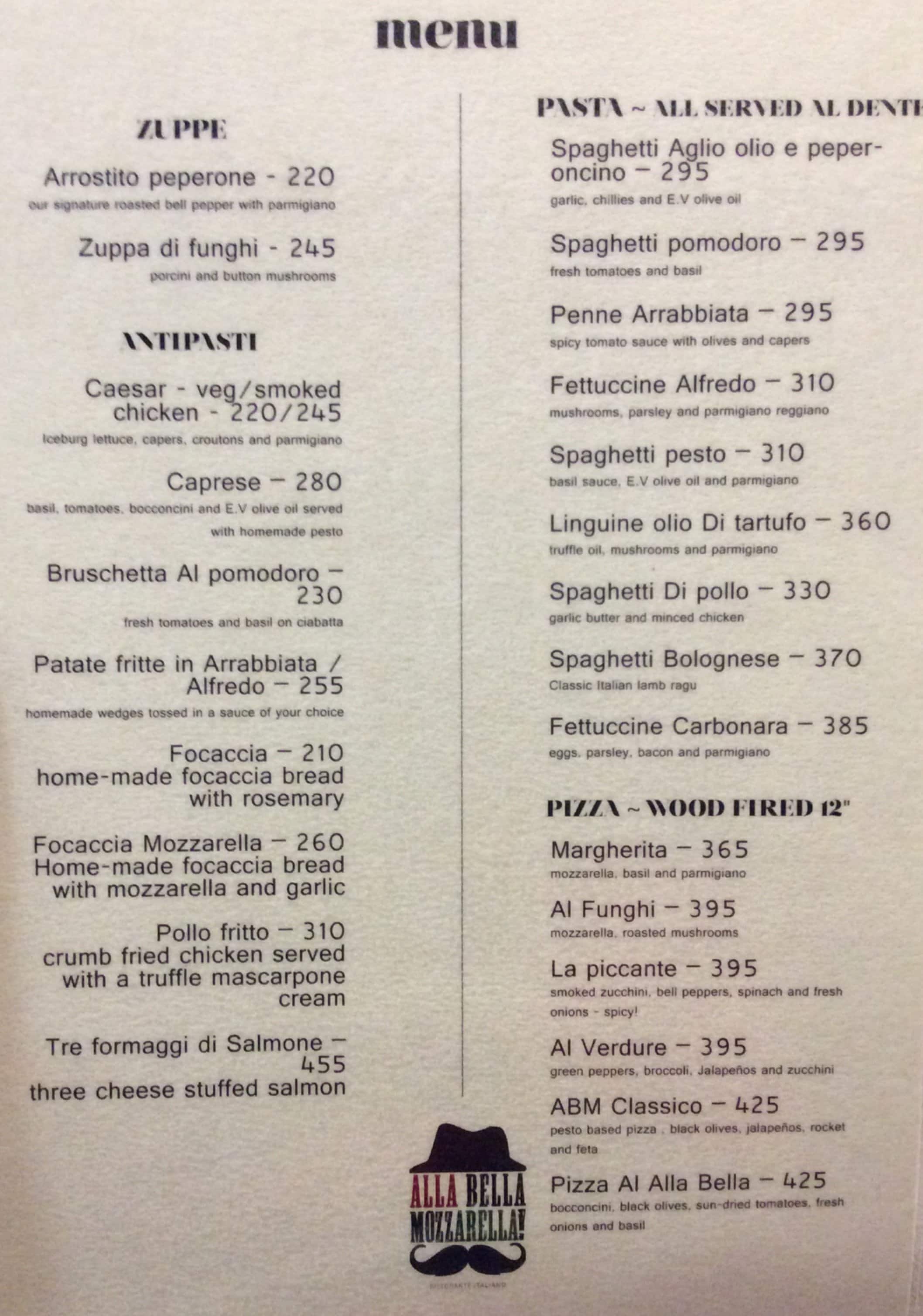 Alla Bella Mozzarella Menu,Menú para Alla Bella Mozzarella, Ballygunge ...