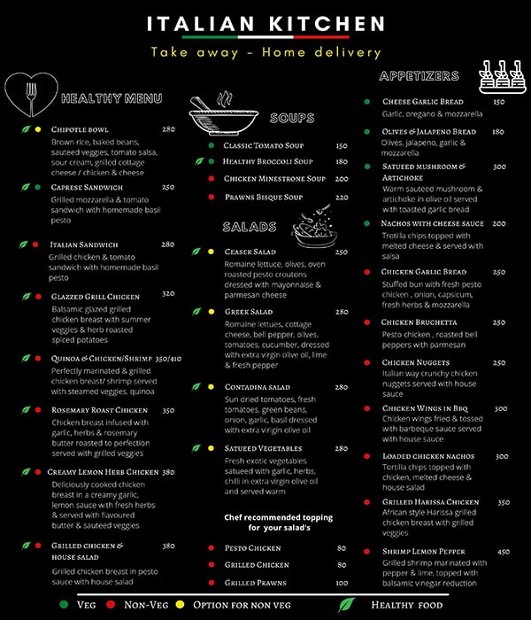 Menu of Italian Kitchen, NIBM Road, Pune