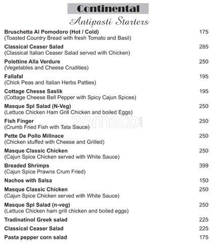 Menu at Masque, Gurugram, Gen Pact Building Ground Floor Tower C