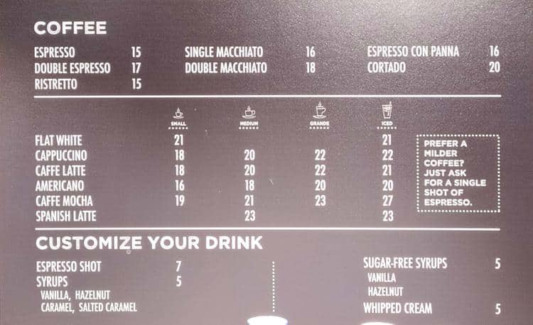 Menu of Caffè Nero, Al Nahda, Sharjah