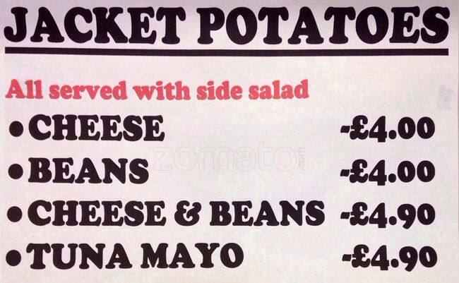 Menu at The Electric Cafe, London