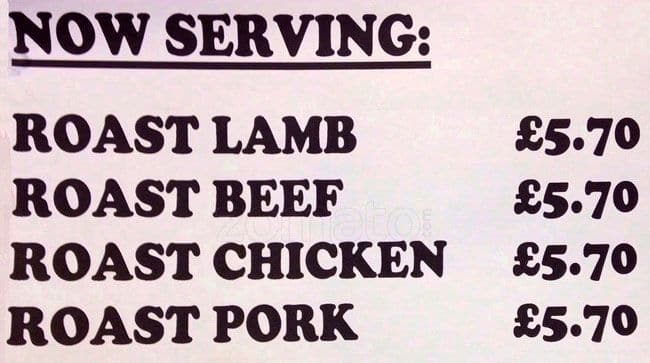 Menu at The Electric Cafe, London