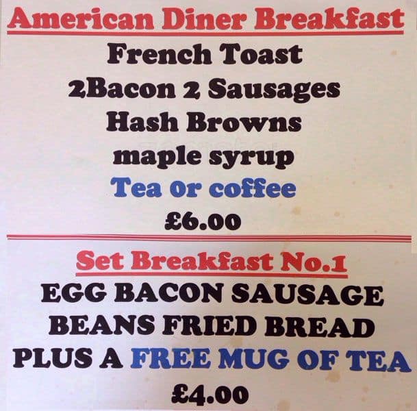 Menu at The Electric Cafe, London