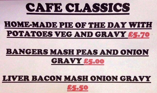 Menu at The Electric Cafe, London