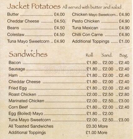 Menu at Aroma Cafe, London, 144-146 Commercial St