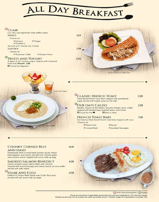Menu at UCC Mentore cafe, Taguig, 2nd Floor