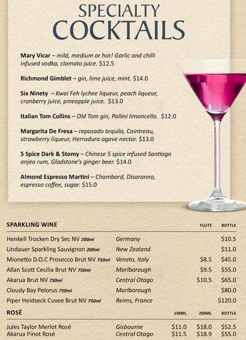 Menu at The Old Vicarage Cafe, Restaurant & Bar, Christchurch