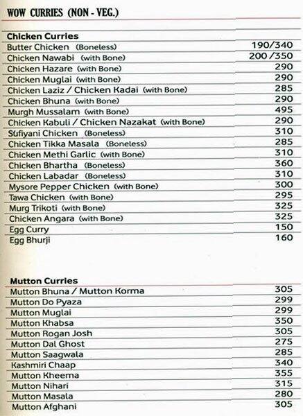 Menu at Wow Restaurant, Ahmedabad, 2nd Floor