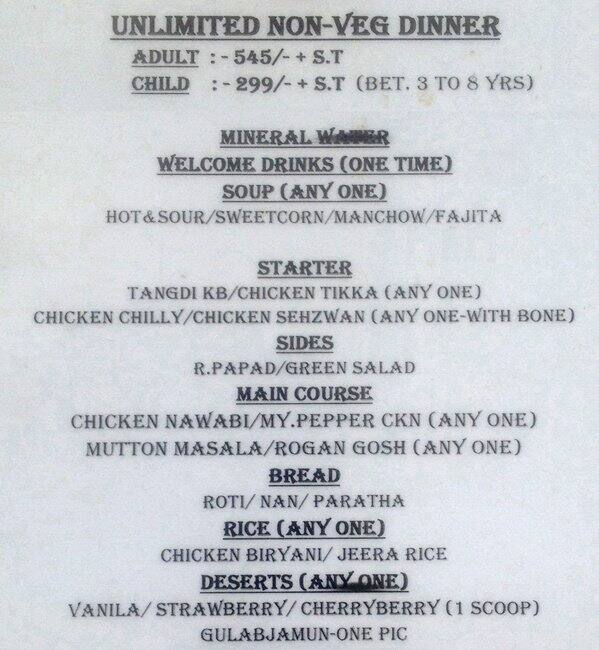 Menu at Wow Restaurant, Ahmedabad, 2nd Floor