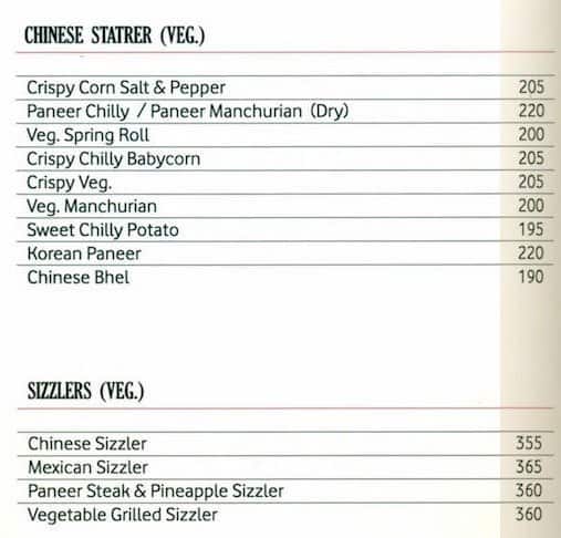 Menu at Wow Restaurant, Ahmedabad, 2nd Floor