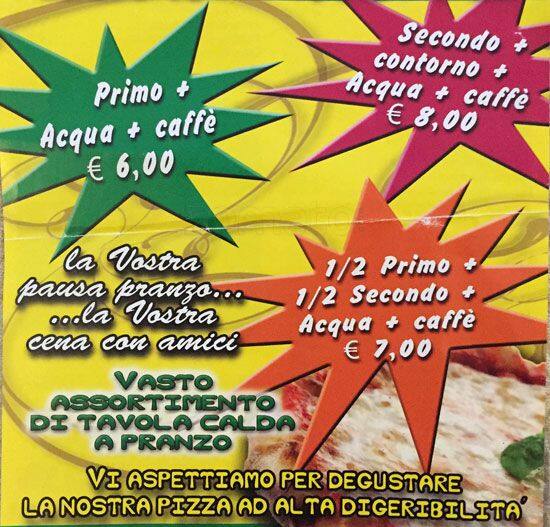 Menu at Green Pizza restaurant, Rome