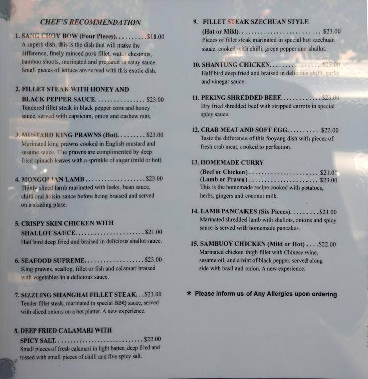 Menu at Manly Eat-Well Chinese Restaurant, Manly