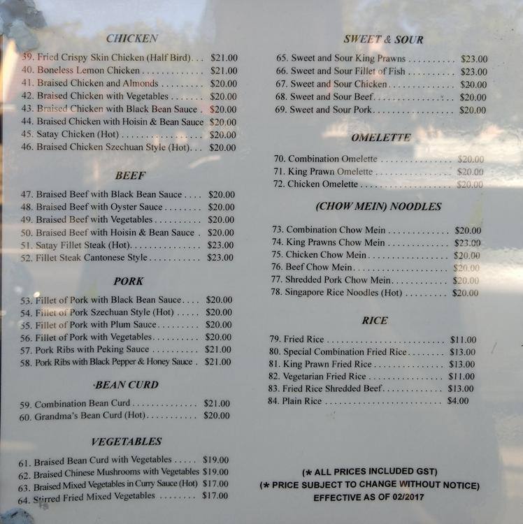 Menu at Manly Eat-Well Chinese Restaurant, Manly