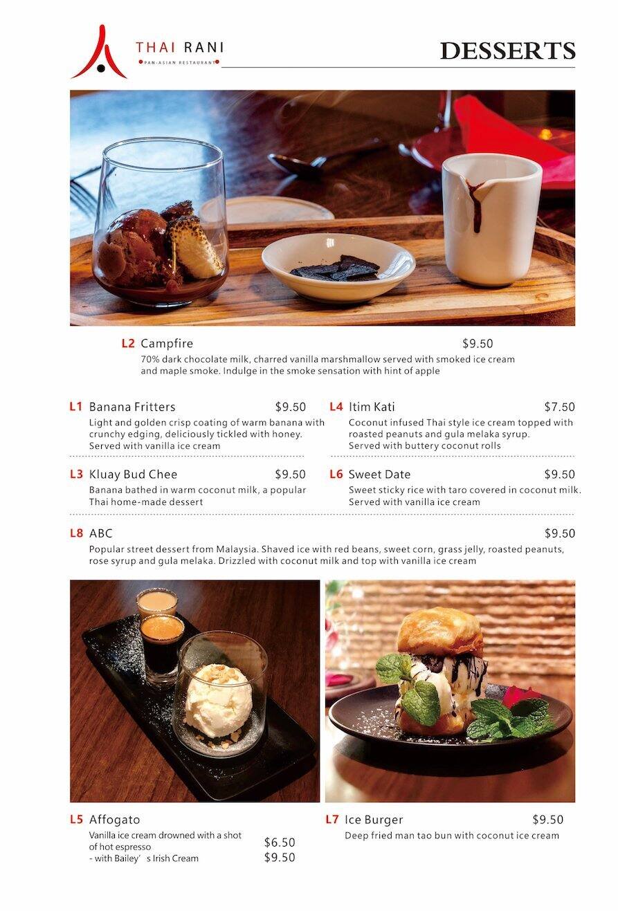 Menu at Thai Rani Restaurant, Black Rock