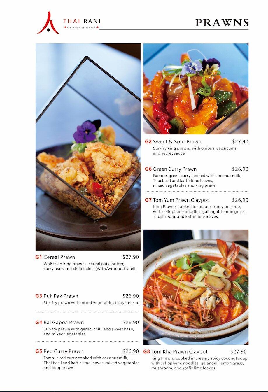 Menu at Thai Rani Restaurant, Black Rock