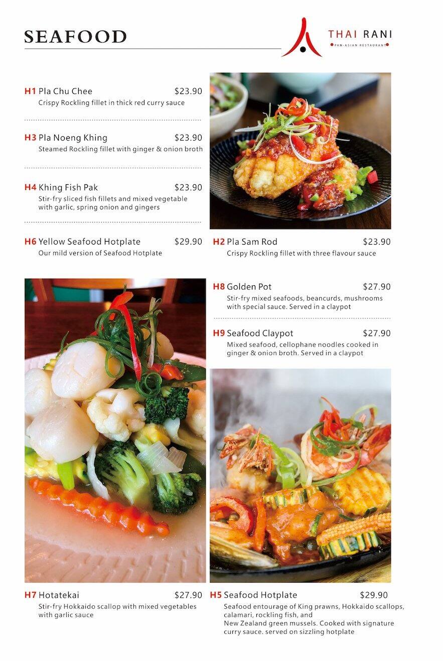 Menu at Thai Rani Restaurant, Black Rock