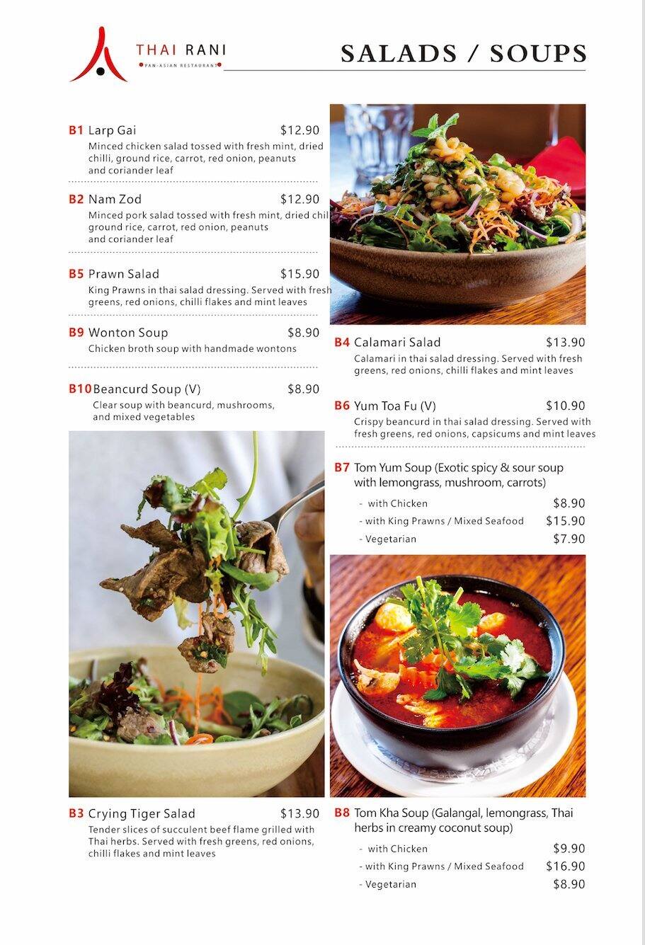 Menu at Thai Rani Restaurant, Black Rock