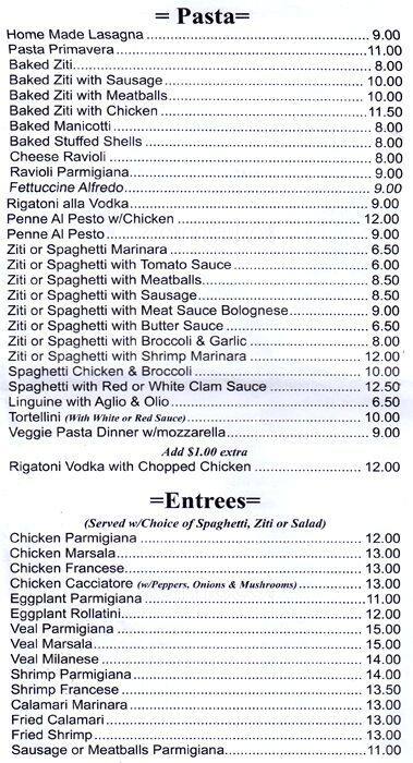 Menu at La Strada Pizzeria, New York City, 10th Ave