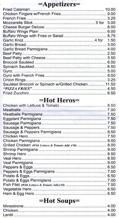 Menu at La Strada Pizzeria, New York City, 10th Ave