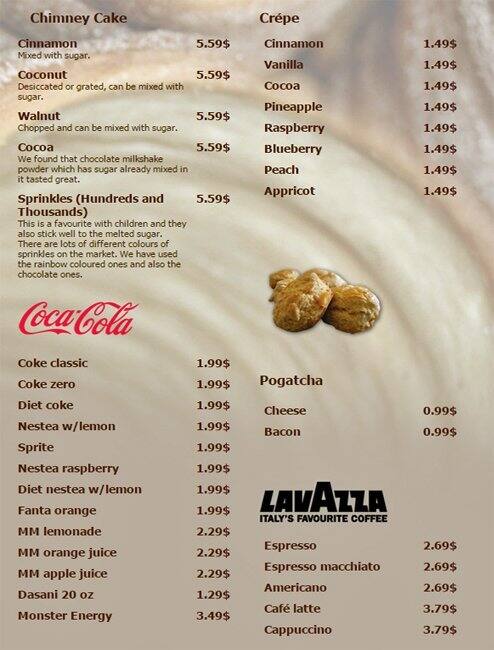 Chimney Cake Factory Menu, Menu for Chimney Cake Factory, I-Drive ...