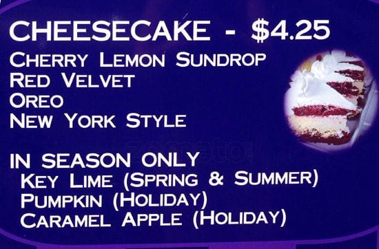 Menu at Sugarlicious Bakery, Gastonia, E Franklin Blvd
