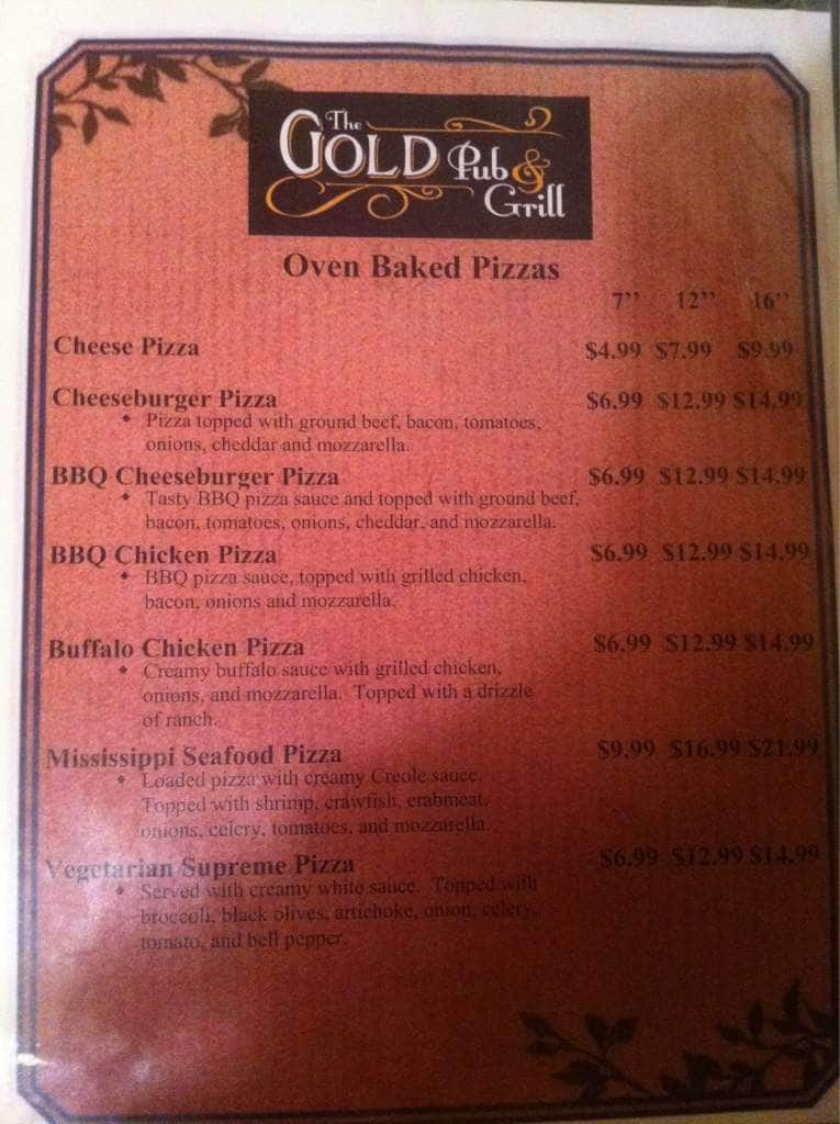 The Gold Pub and Grill Menu, Menu for The Gold Pub and Grill ...