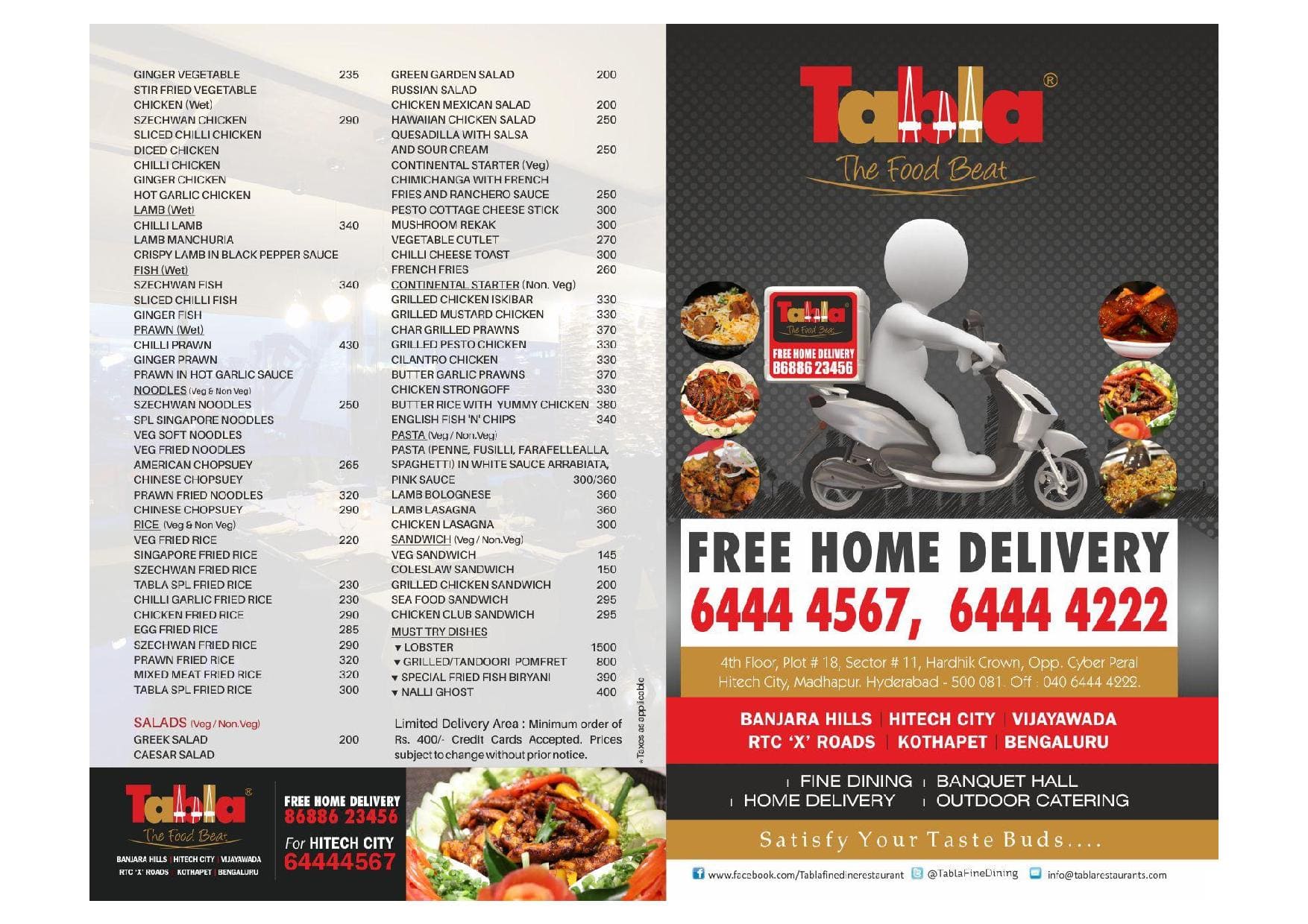 Tabla Restaurant Hyderabad Menu at Eileen Marvin blog