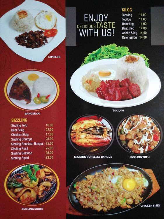 Menu at Manila Pinoy, Abu Dhabi