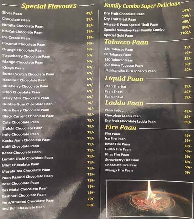 Menu of Hori Lal Paan, Lajpat Nagar 2, New Delhi