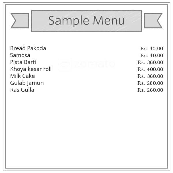 Menu of Bikaner Sweets, Nangloi, New Delhi