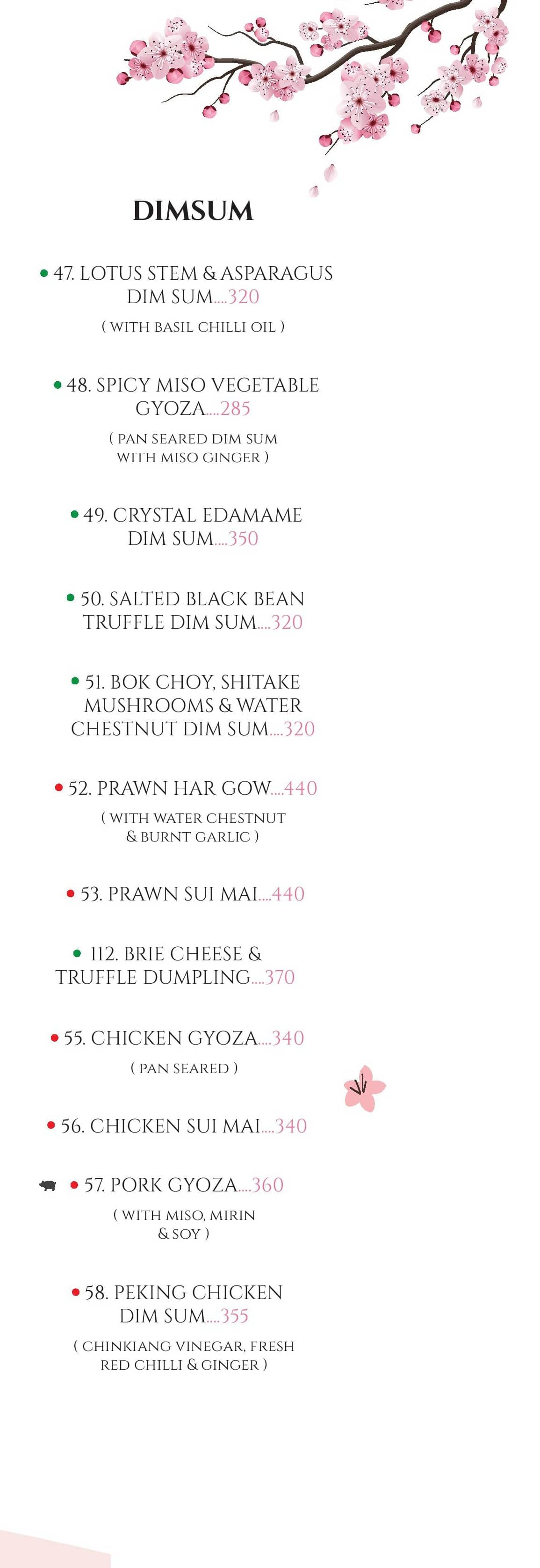 Menu at Peter Hu ?, Kolkata