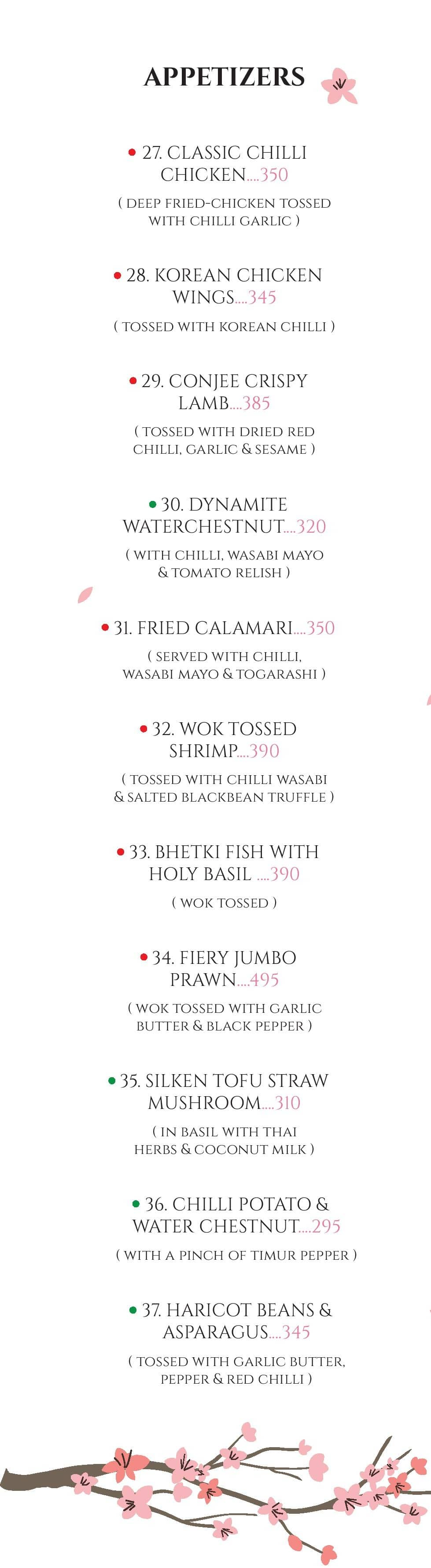 Menu at Peter Hu ?, Kolkata