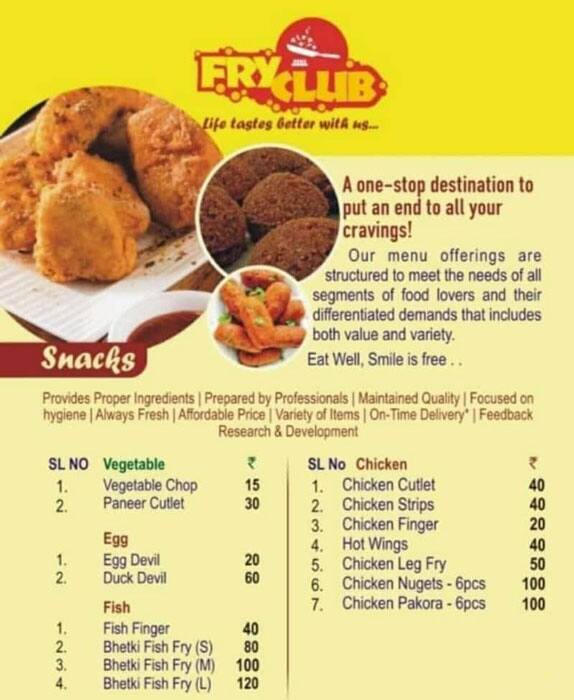Menu of Fry Club, Metiabruz, Kolkata
