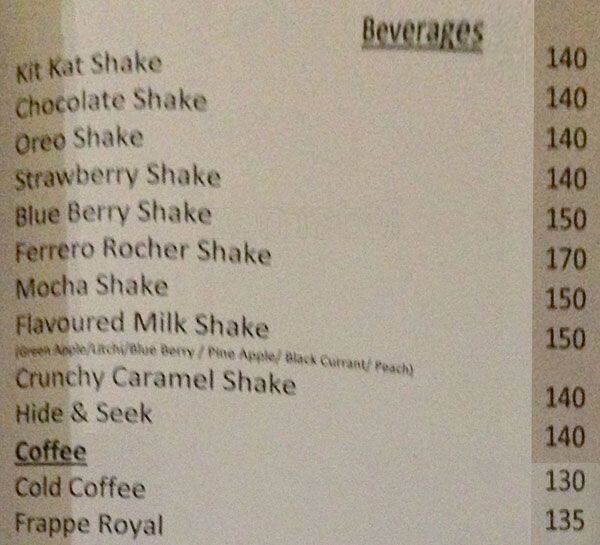 Menu at Cafe Unplugged, Kolkata, 17