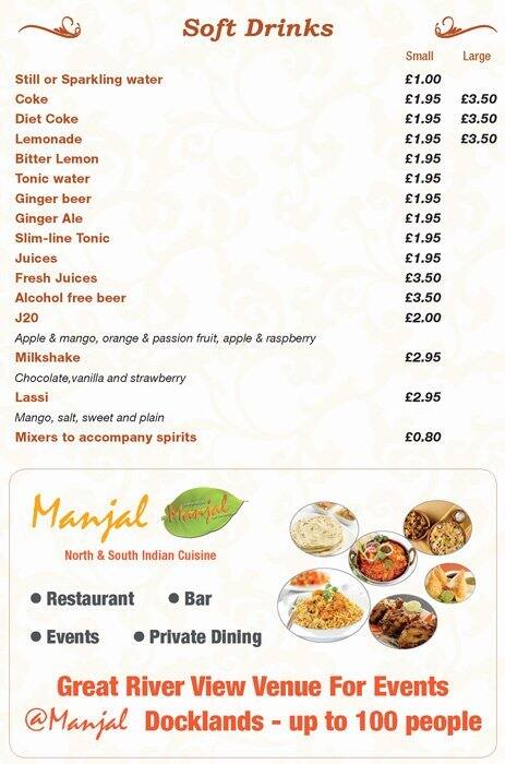 Menu at Manjal Restaurant, London