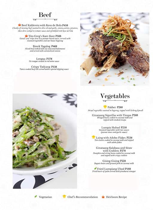 Menu at Romulo Café restaurant, Quezon City, Lazcano cor.