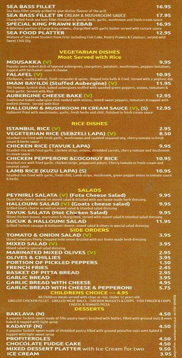 Menu at Istanbul Grill Prestwich BBQ Turkish Restaurant, Prestwich, 458 Bury New Rd