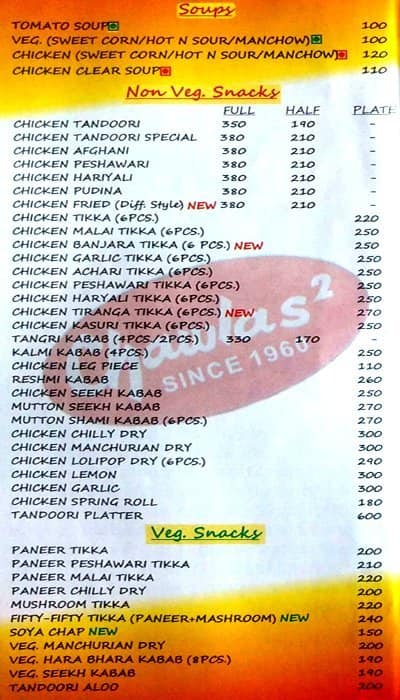 Chawla's Family Restaurant Menu - Zomato
