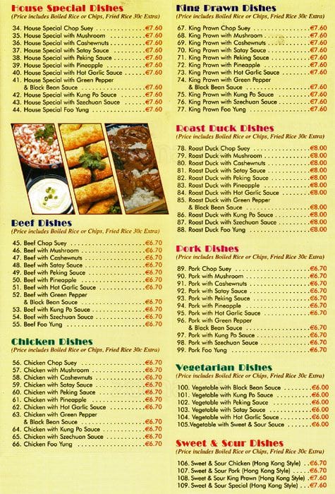 Menu at Golden Kitchen, Dublin, Fortunestown Shopping Centre