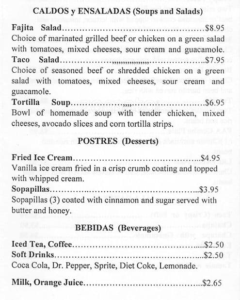 Menu at Cardona Foods restaurant, Fort Worth