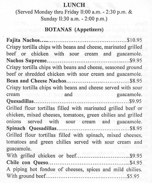 Menu at Cardona Foods restaurant, Fort Worth