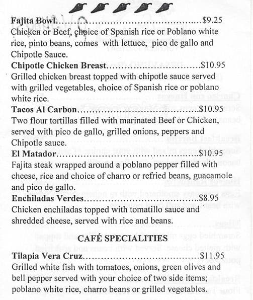 Menu at Cardona Foods restaurant, Fort Worth