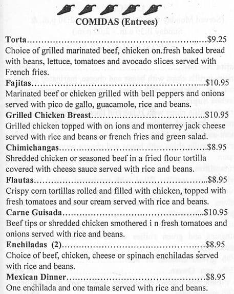 Menu at Cardona Foods restaurant, Fort Worth